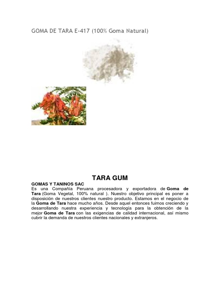 Goma de Tara e | PDF | Alimentos | Papel