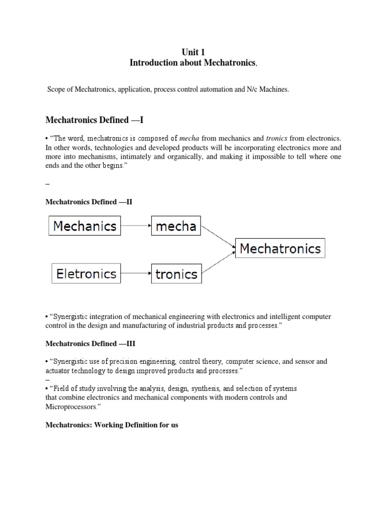 Intro To Mechatronics | PDF | Actuator | Sensor