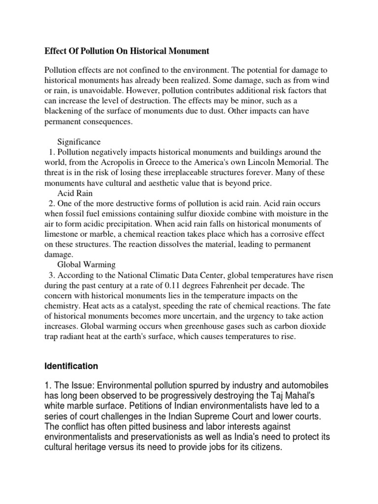 Effect of Pollution On Historical Monument | PDF | Global Warming ...