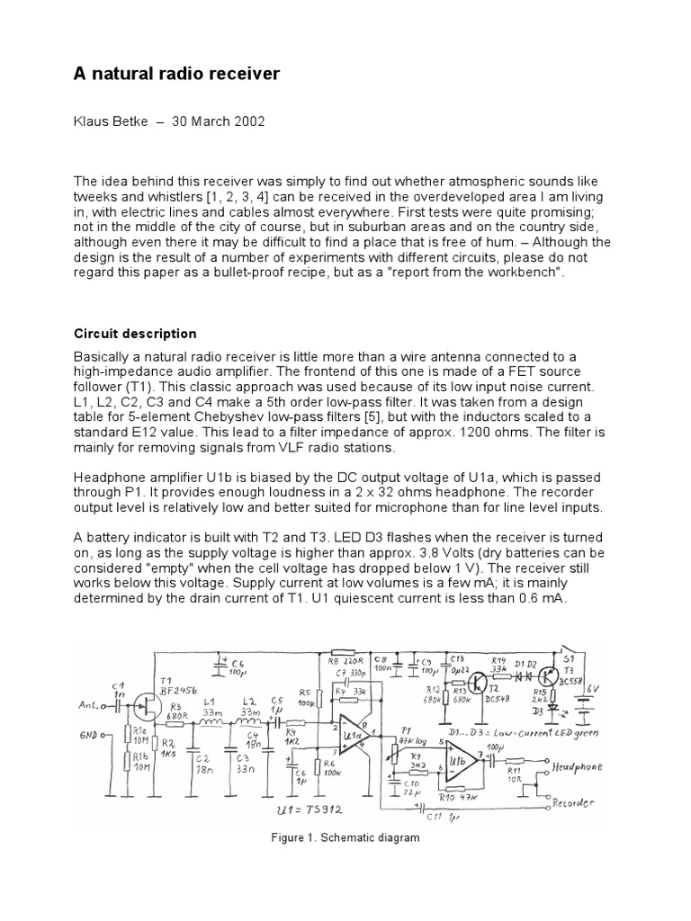 Natural Radio Receiver | PDF | Amplifier | Operational Amplifier