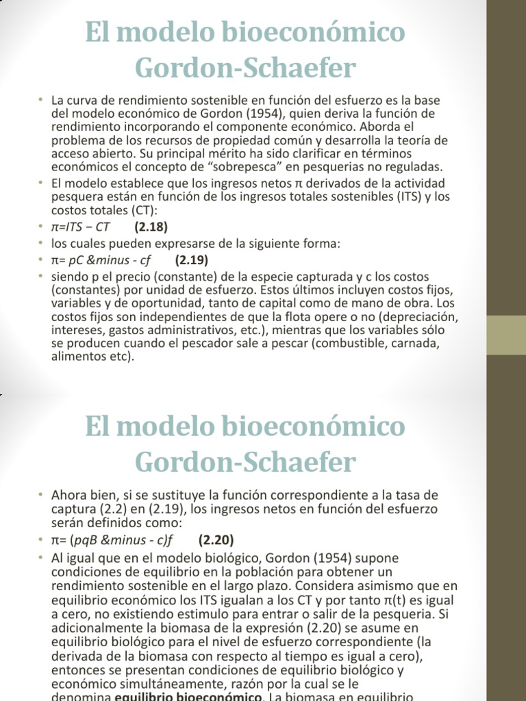 Modelo de Rendimiento Excedente y Extensiones | PDF | Pesquería ...