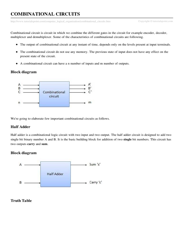 Combinational Circuits | PDF | Subtraction | Electronic Circuits