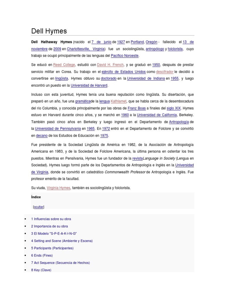 Dell Hymes | PDF | Epistemología | Comunicación humana