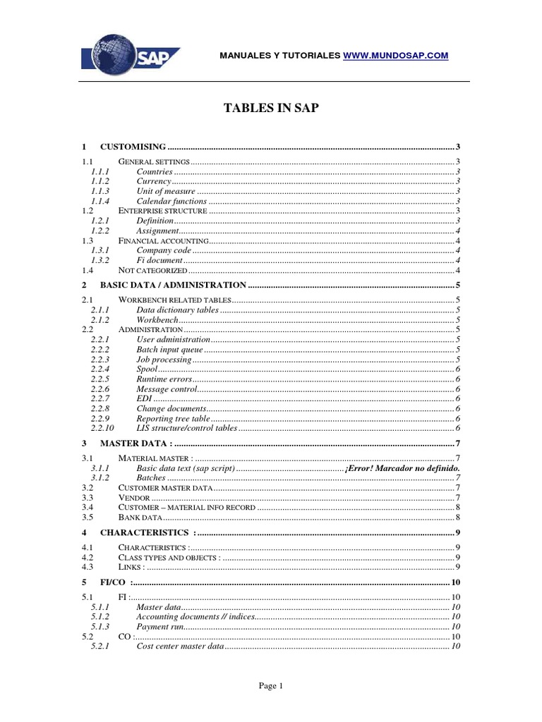 Total de Tablas Sap by Mundosap | PDF