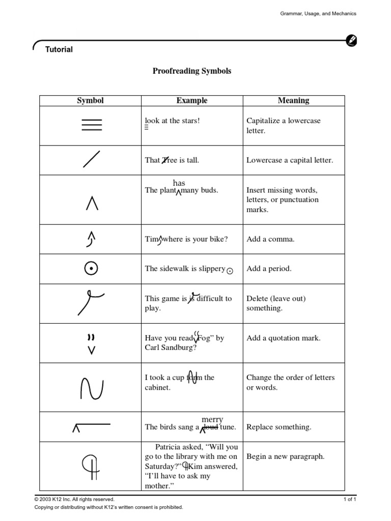 Proofreading Symbols | PDF