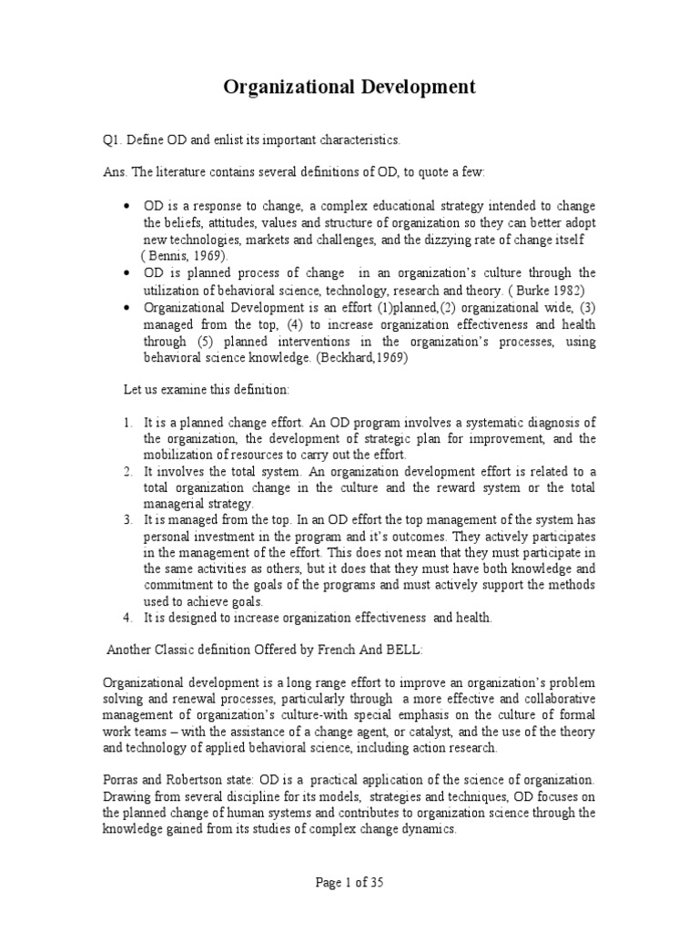 Organizational Development | PDF | Organization Development | Goal