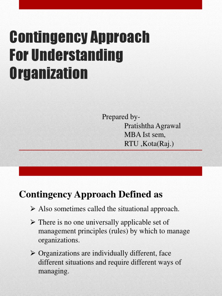 Contingency Approach For Organisation | PDF