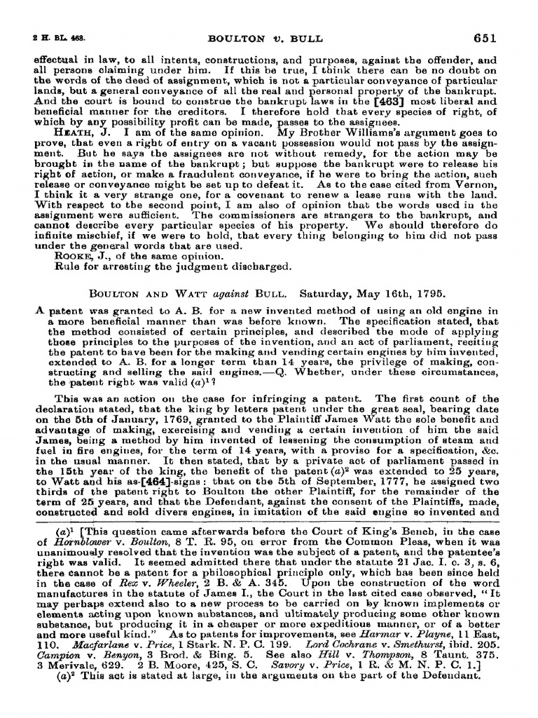 Boulton v. Bull Patent Case Summary | PDF | Lens (Optics) | Steam Engine