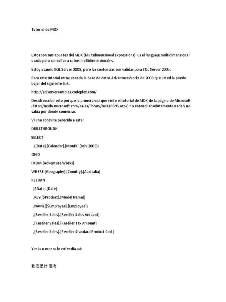 Tutorial de MDX | PDF | Datos de computadora | Software de la aplicacion