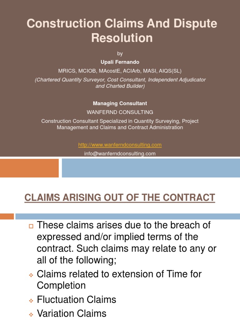 Claims & Dispute | PDF | Mediation | Alternative Dispute Resolution