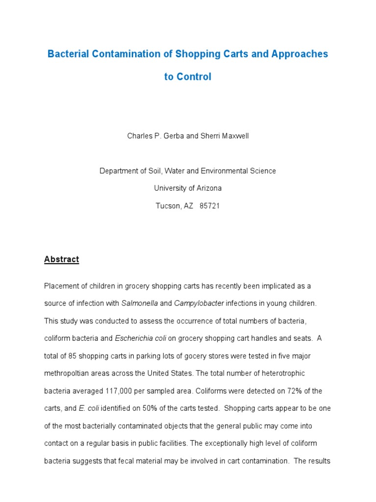 Bacterial Contamination of Shopping Carts and Approaches To Control ...