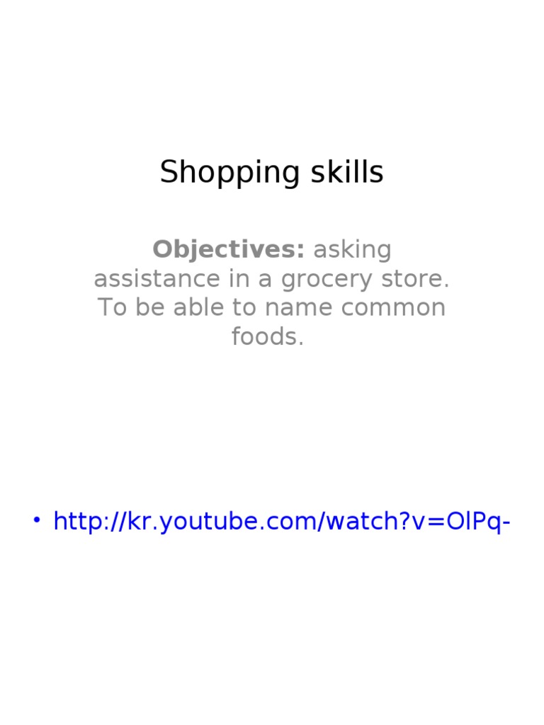 Shopping Skills Template | PDF | Shoe | Grocery Store