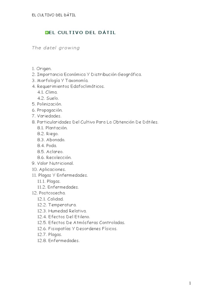 Datil Cultivo | PDF | Plantas | Horticultura y jardinería