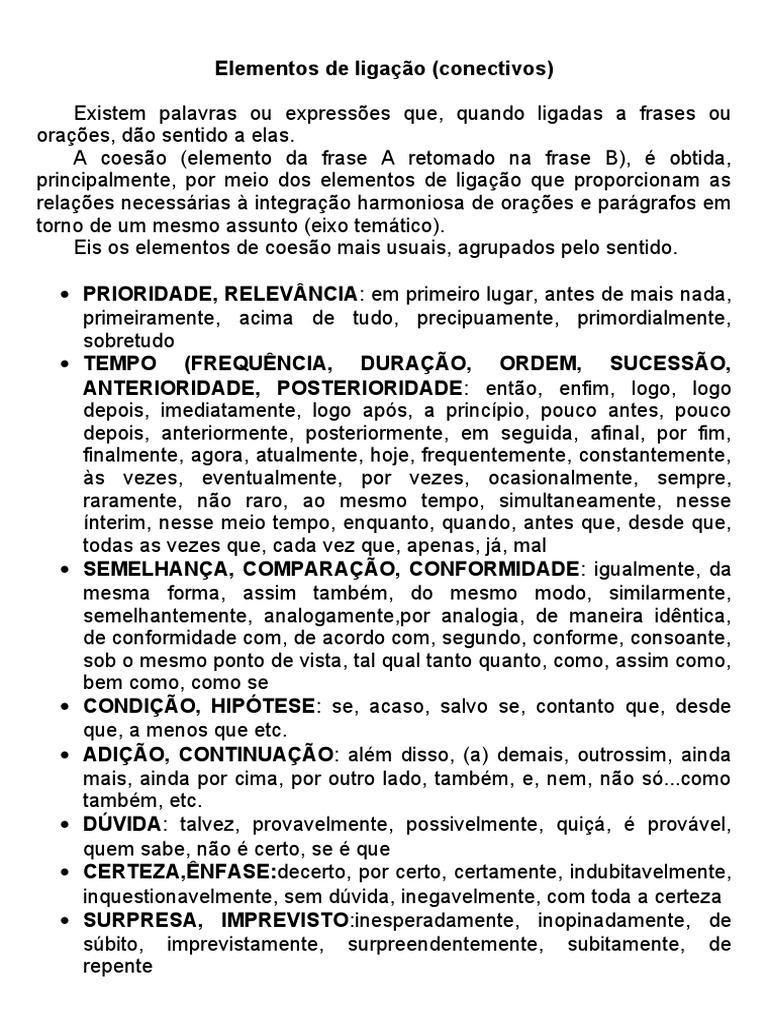 Elementos de Ligação (Conectivos) | PDF | Tempo