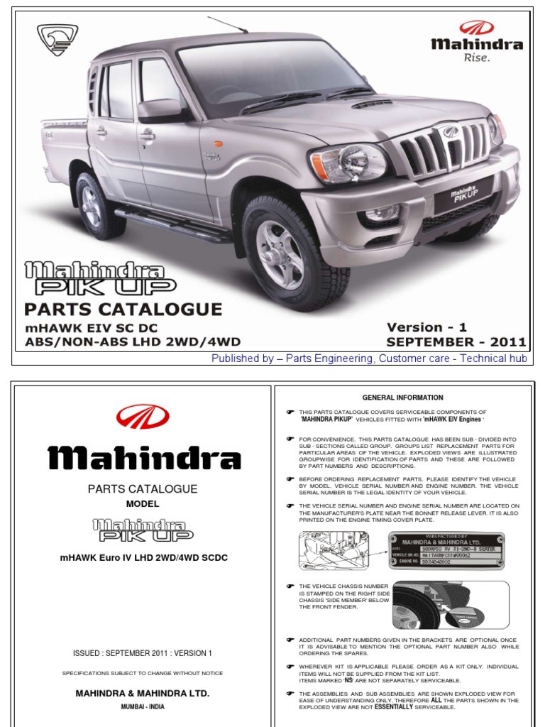 Mahindra Pikup Parts Catalogue EIV | PDF | Manual Transmission ...