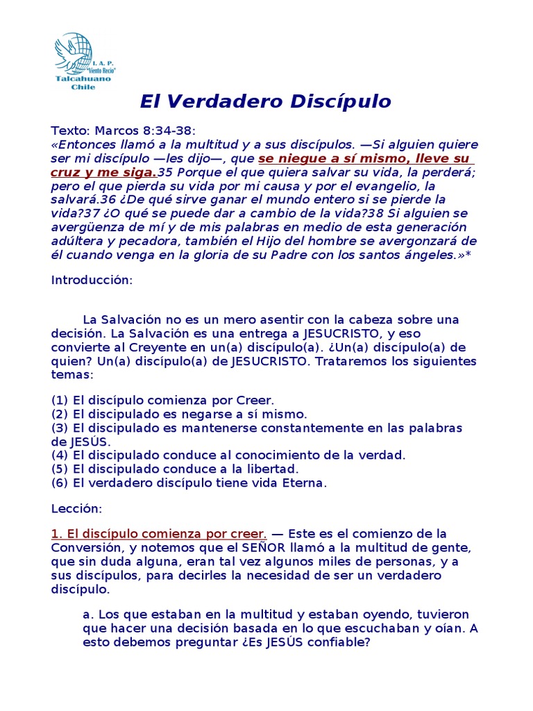 El Verdadero Discípulo | PDF | Jesús | Evangelio de juan