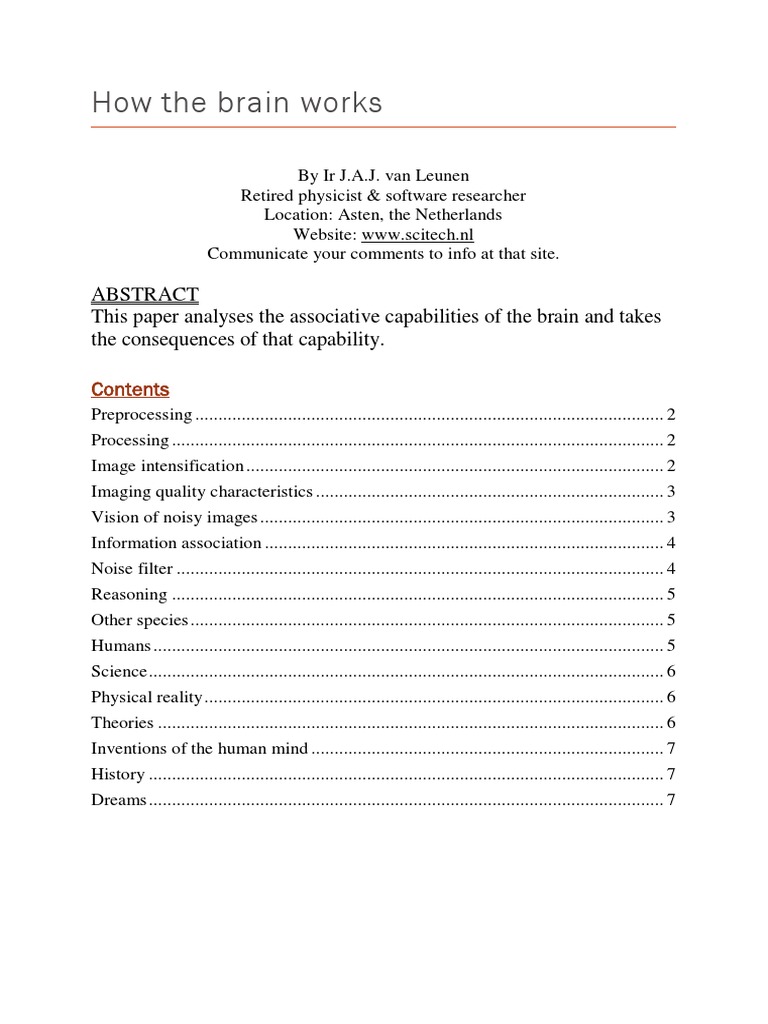 How The Brain Works | PDF | Reality | Brain