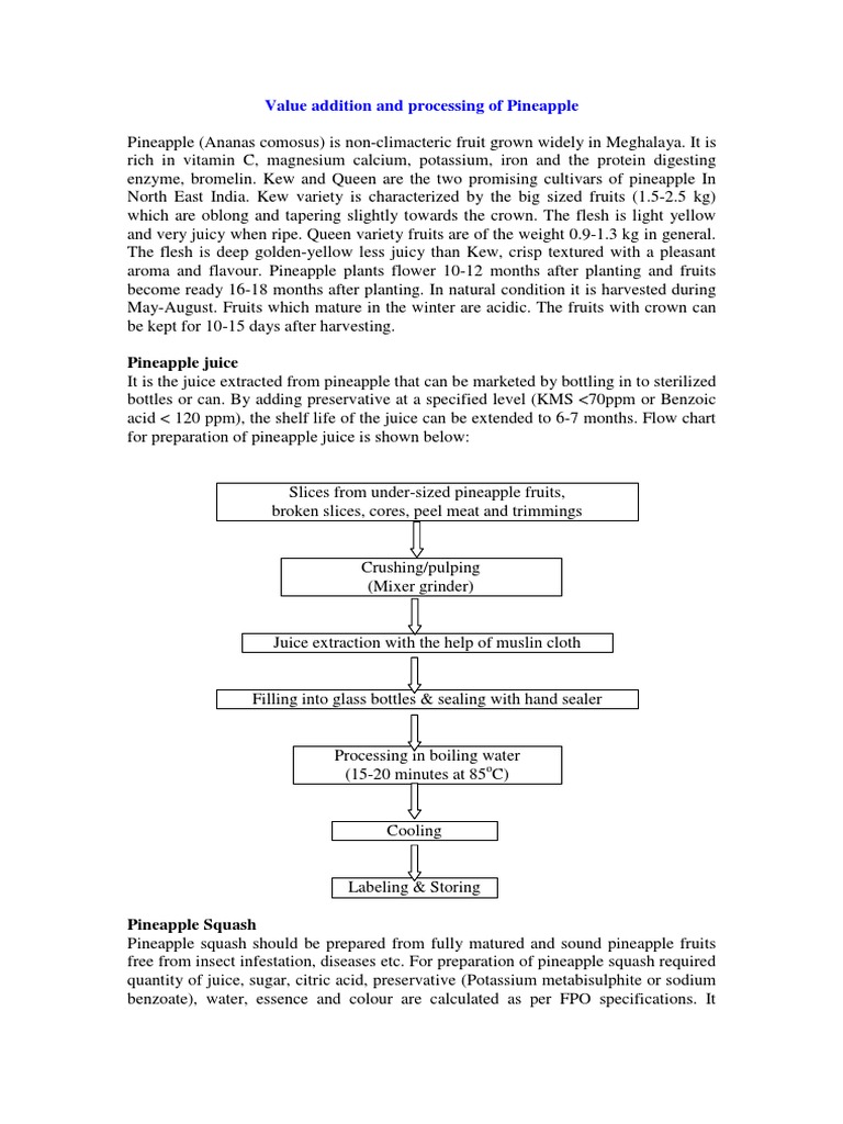 Pineapple Processing | PDF | Fruit Preserves | Pineapple