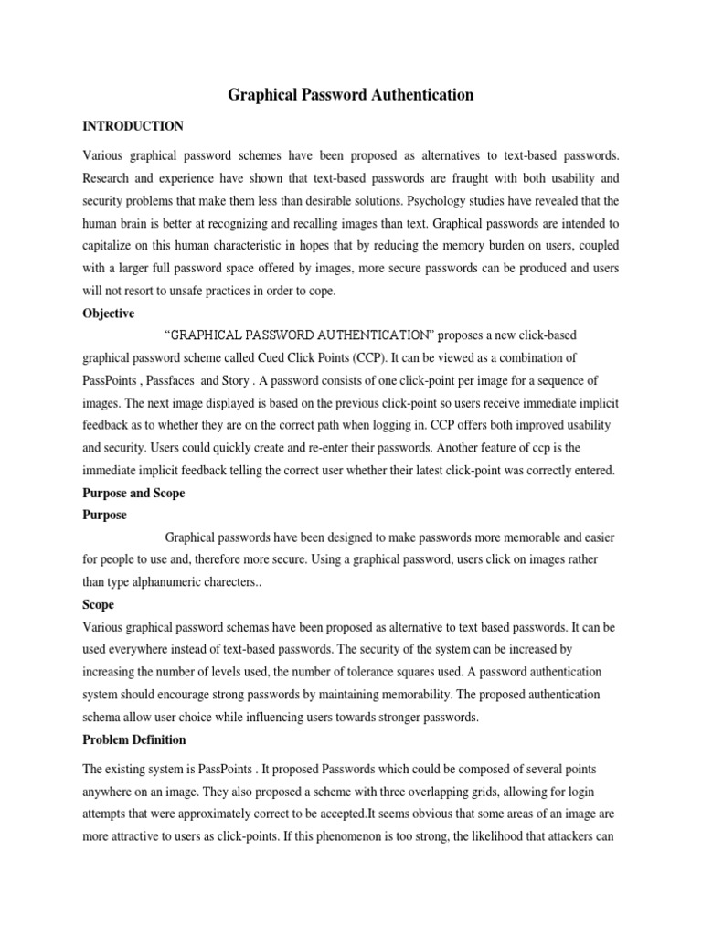 Graphical Password Authentication | PDF | Password | Usability