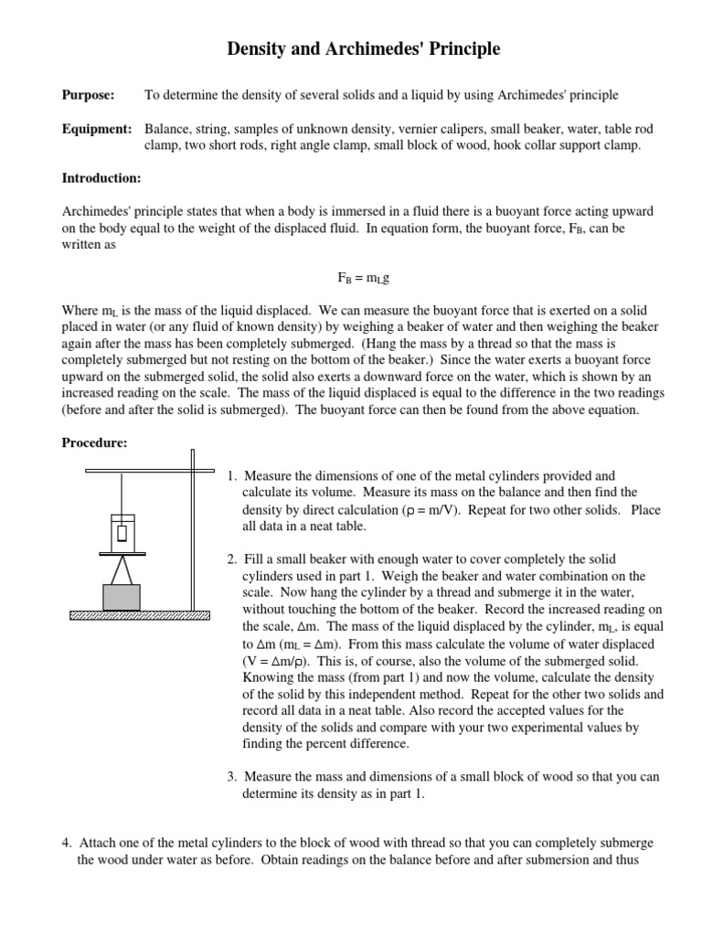 Density and Archimedes Principal | PDF | Buoyancy | Density