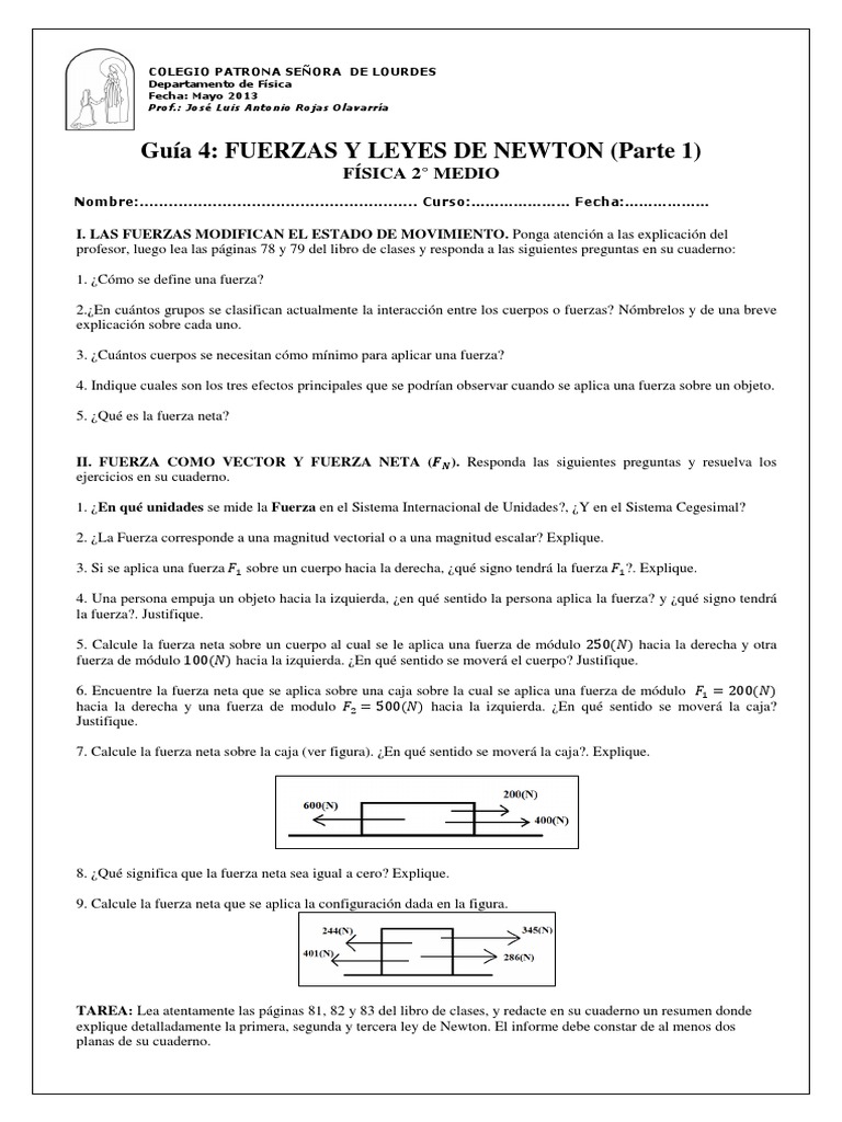 Guía de Fuerzas y Leyes de Newton | PDF | Ciencia y matemáticas