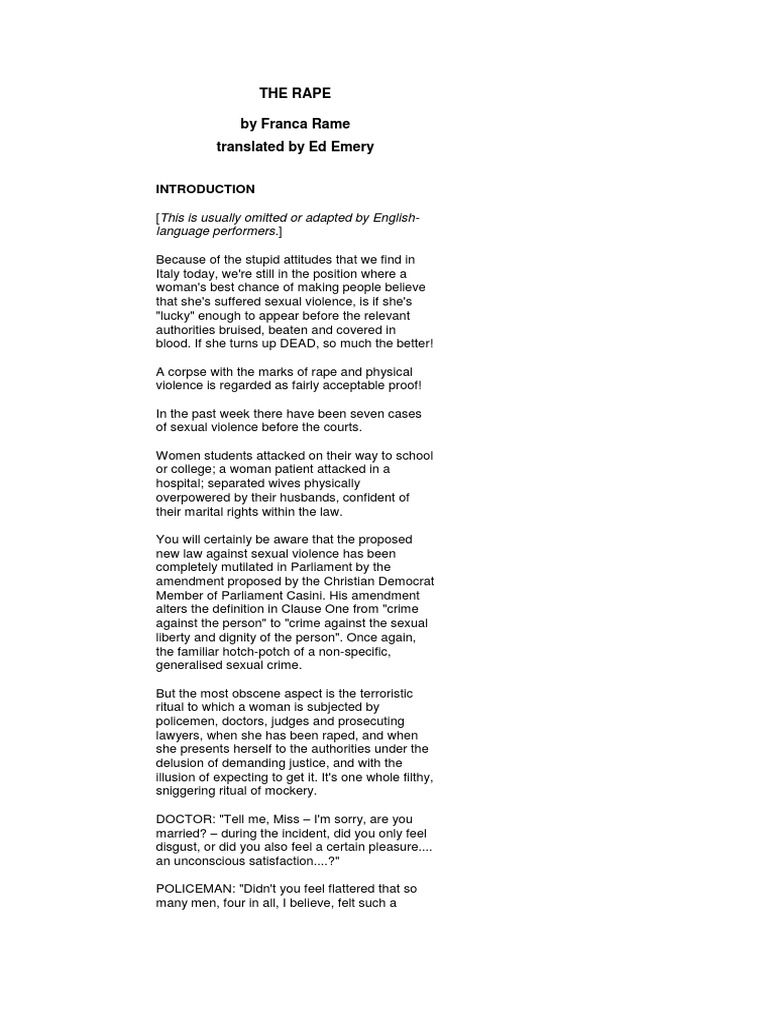 The Rape - Franca Rame | PDF | Sexual Violence | Rape