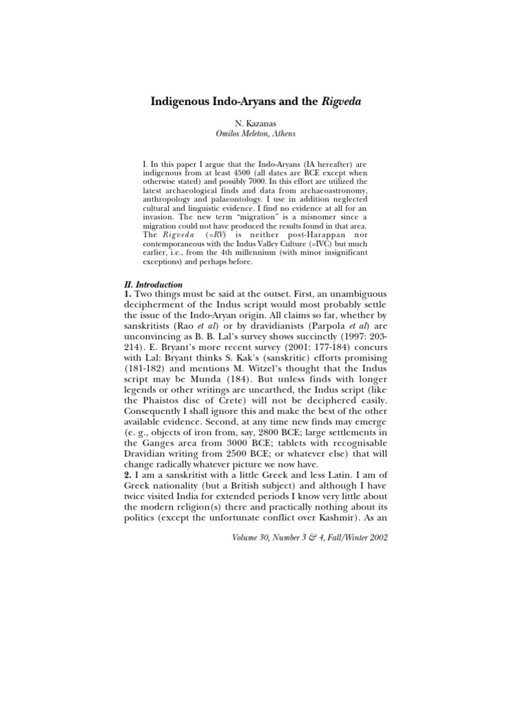 Indigenous Indo-Aryans and The Rigveda | Download Free PDF | Languages