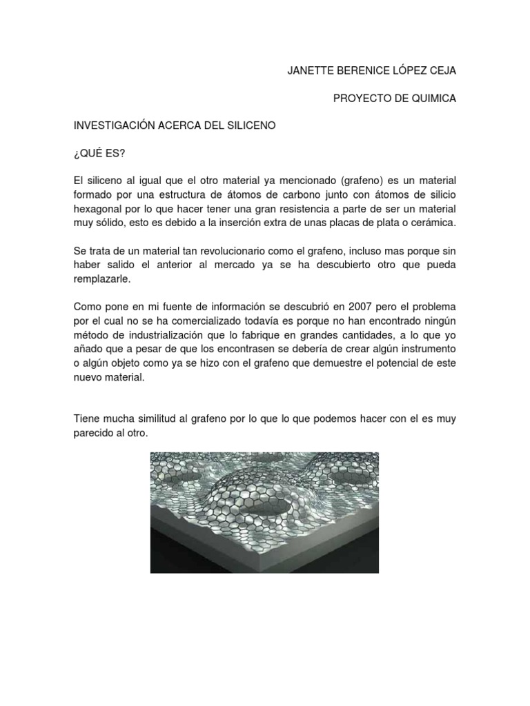 Quimica Siliceno | PDF | Grafeno | Batería (electricidad)