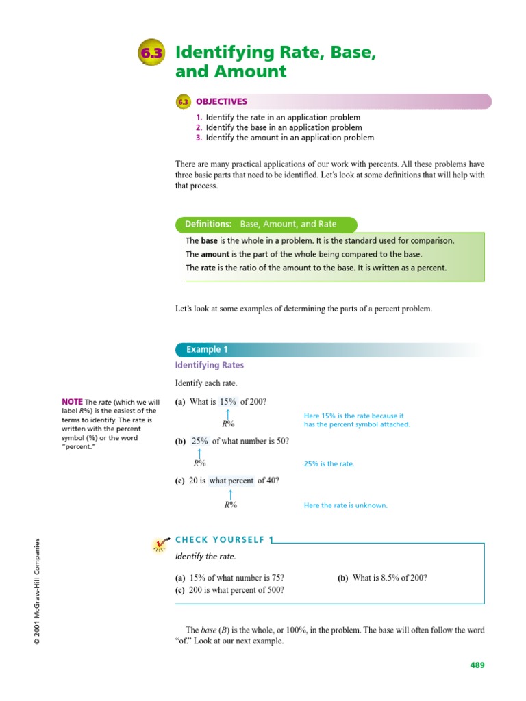 Rate, Base, Percentage | PDF | Percentage | Interest