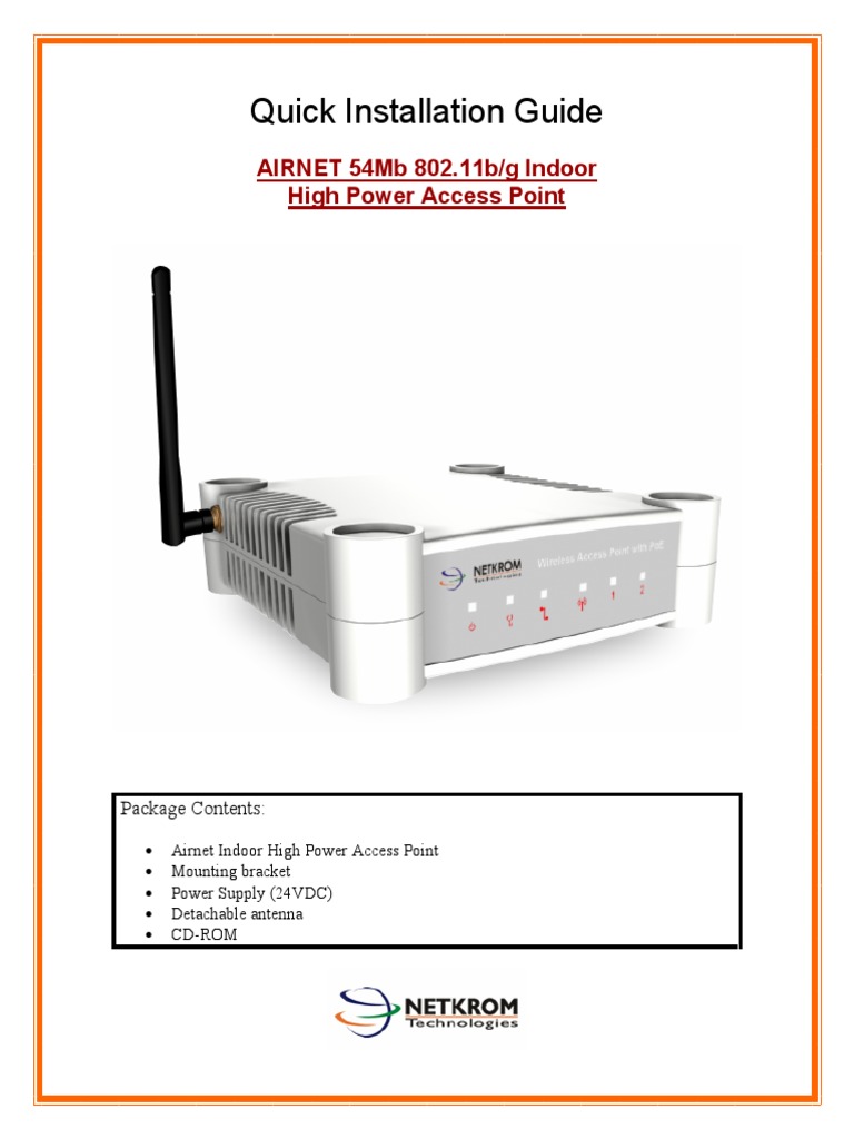 AIRNET 54Mb Indoor High Power AP Quick Configuration Guide | PDF ...