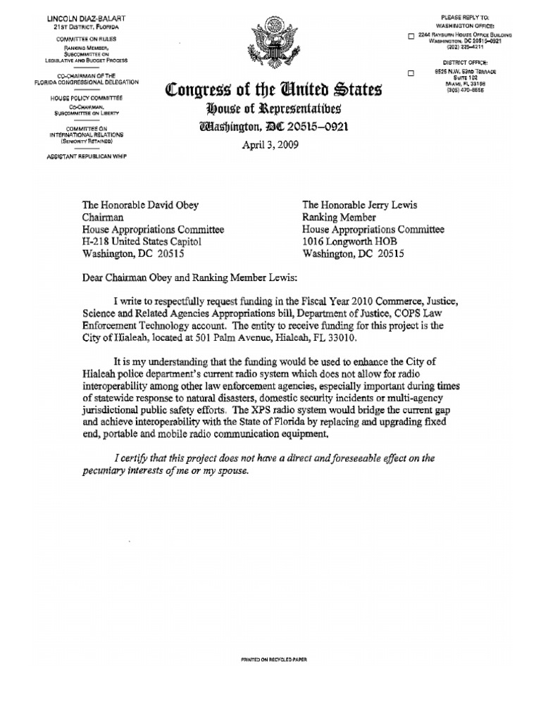 Earmark Request | Download Free PDF | Earmark (Politics) | United ...