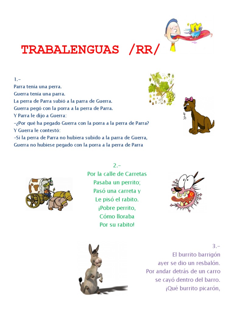 Trabalenguas Divertidos con 'RR' | PDF