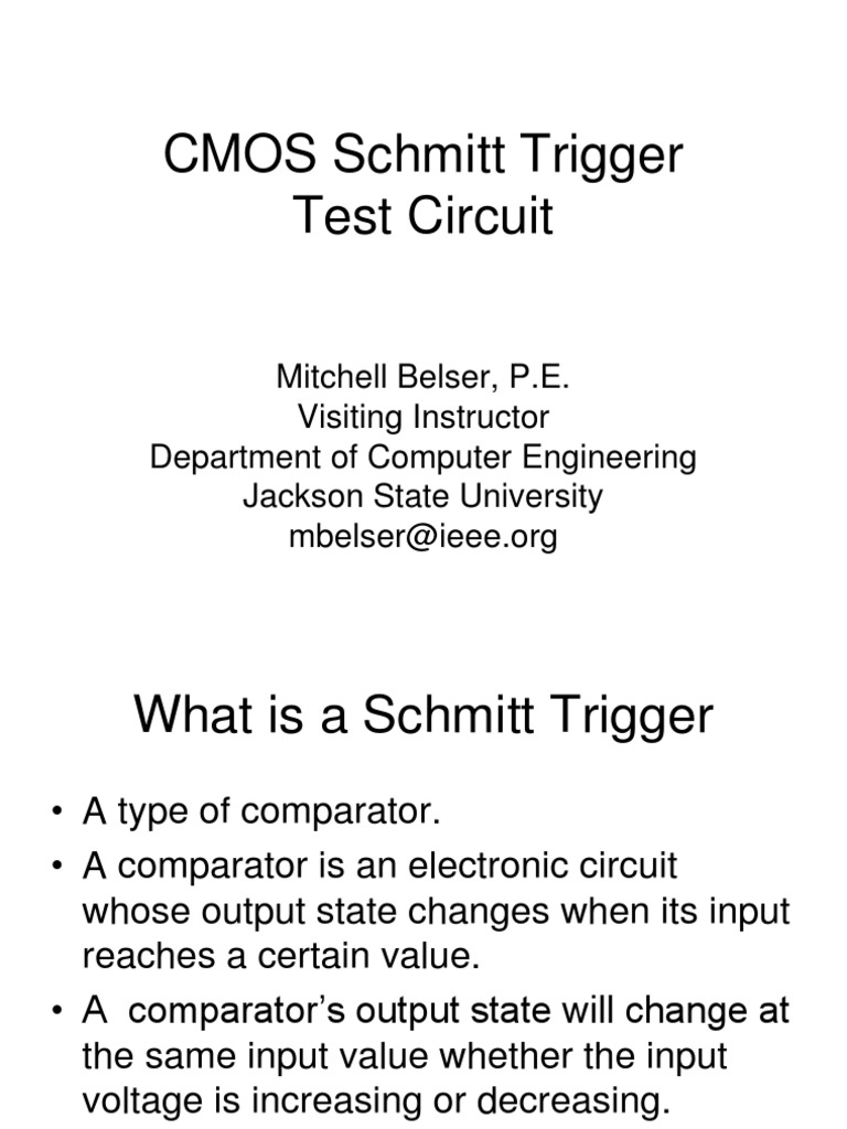 CMOS Schmitt Trigger Test Presentation | PDF | Cmos | Electronic Circuits