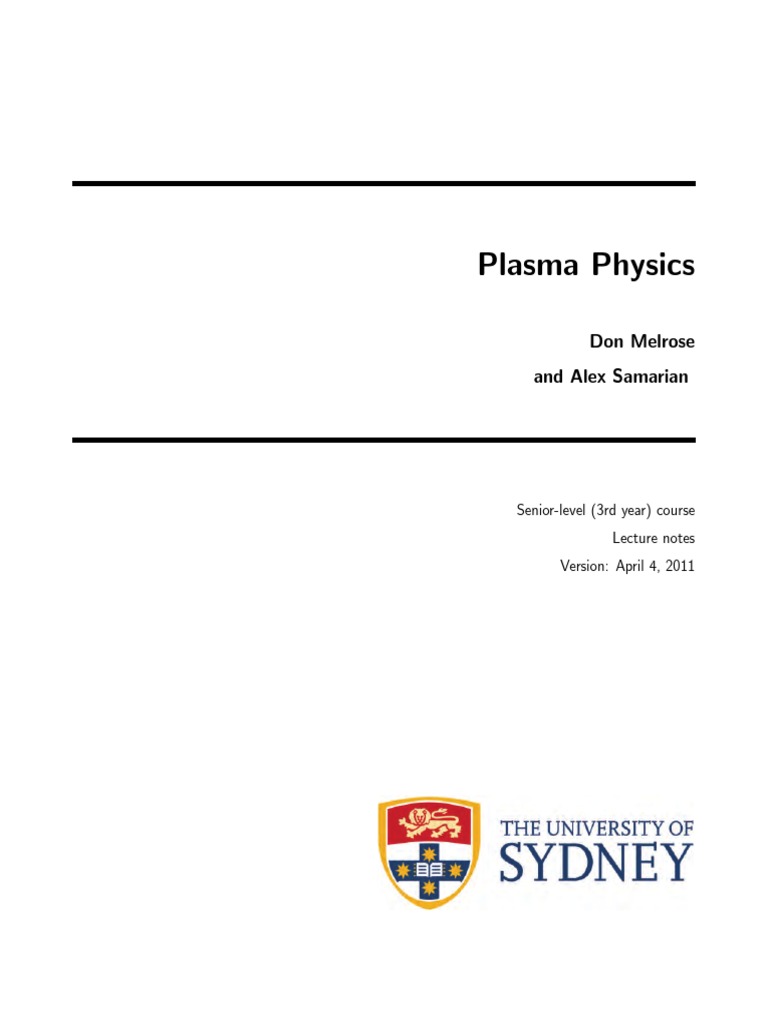 Advanced Plasma Physics Lecture Notes | PDF | Plasma (Physics) | Ionosphere