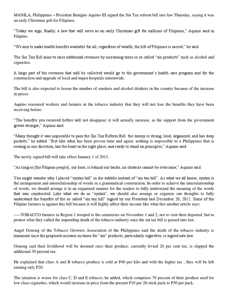  Syntax Law In The Philippines WHO 2019 01 07