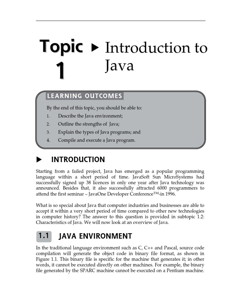 Topic 1 Introduction Tojava Pdf Java Virtual Machine Java