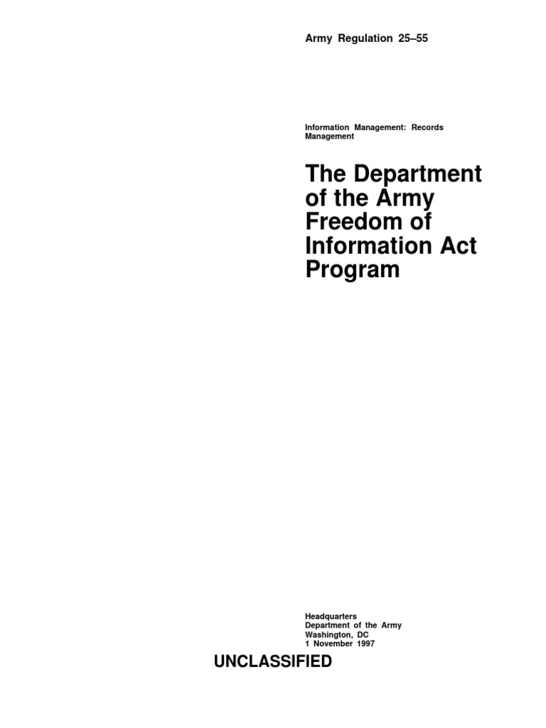 Ar 25-55 Army Foia Program | PDF | Freedom Of Information Act (United ...