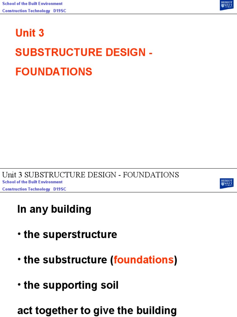 Unit 5 Substructure Design Foundations Compressed | PDF | Foundation (Engineering) | Deep Foundation