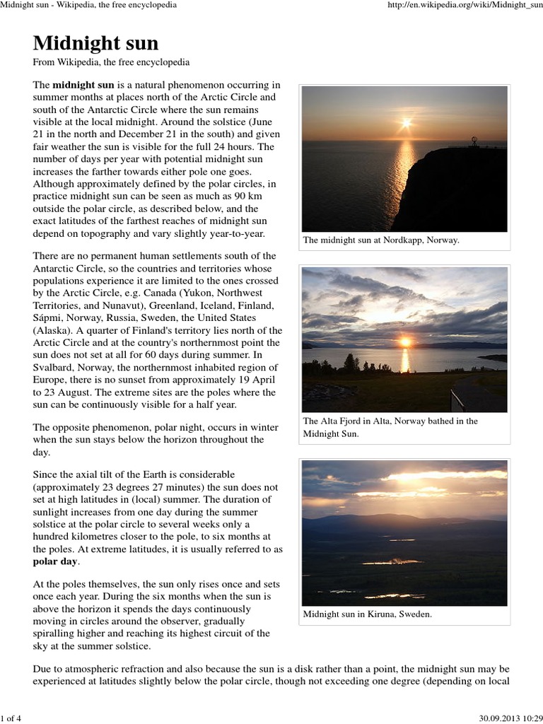 Midnight Sun: From Wikipedia, The Free Encyclopedia | PDF | Planetary ...