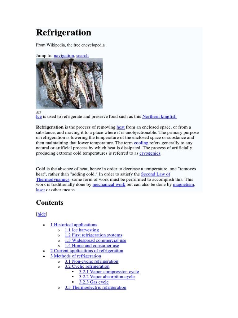 History and Methods of Refrigeration | PDF
