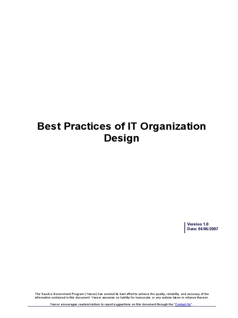 Best Practices for IT Organization Design | PDF | Business Process ...