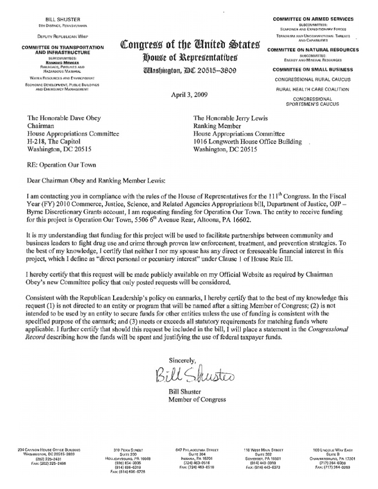 Earmark Request | Download Free PDF | Earmark (Politics) | United ...