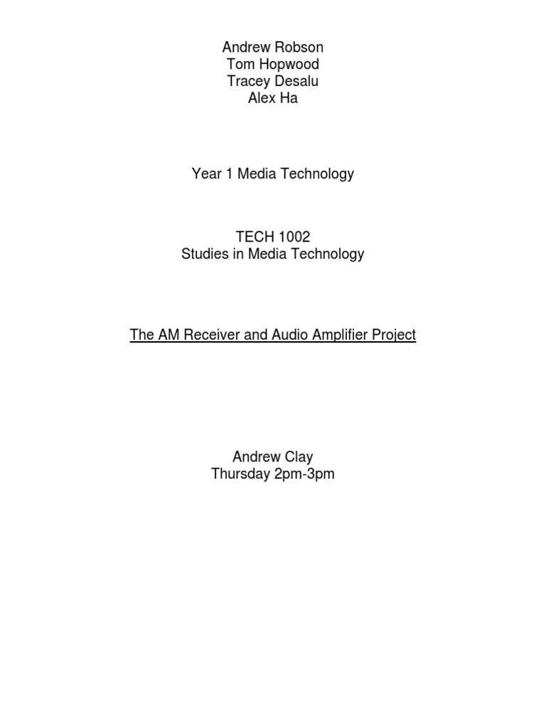 Andrew Robson Tom Hopwood Tracey Desalu Alex Ha | PDF | Amplifier ...