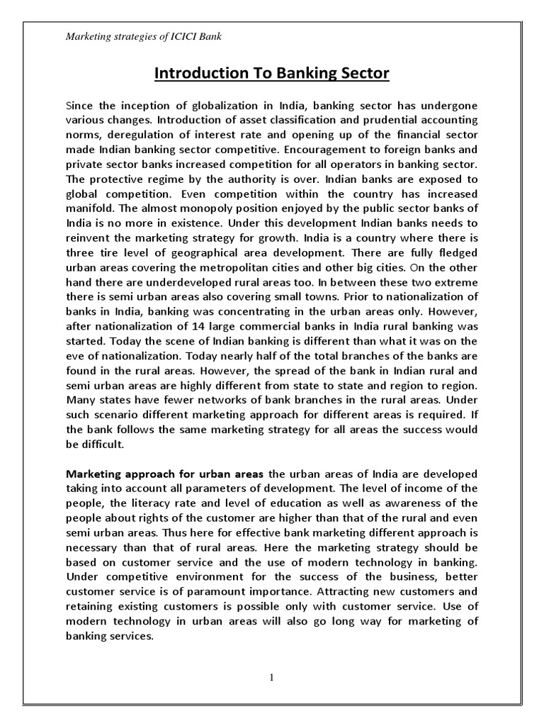 Introduction To Banking Sector: Marketing Strategies of ICICI Bank ...