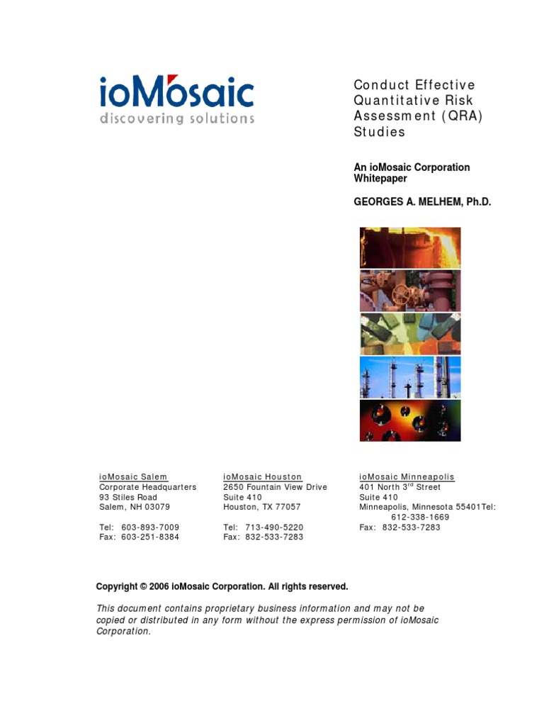 Conduct Effective Quantitative Risk Assessment (QRA) - Steps | PDF ...