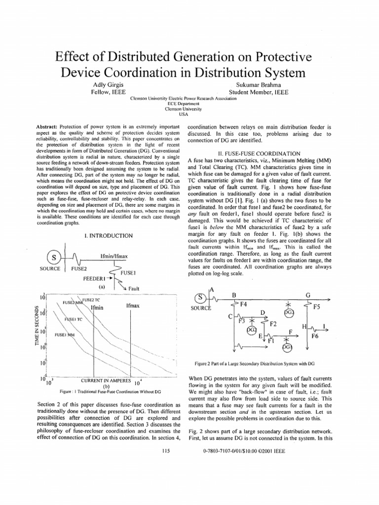 Effect Of Distributed Generation On Protective Device Coordination In Distribution System Pdf
