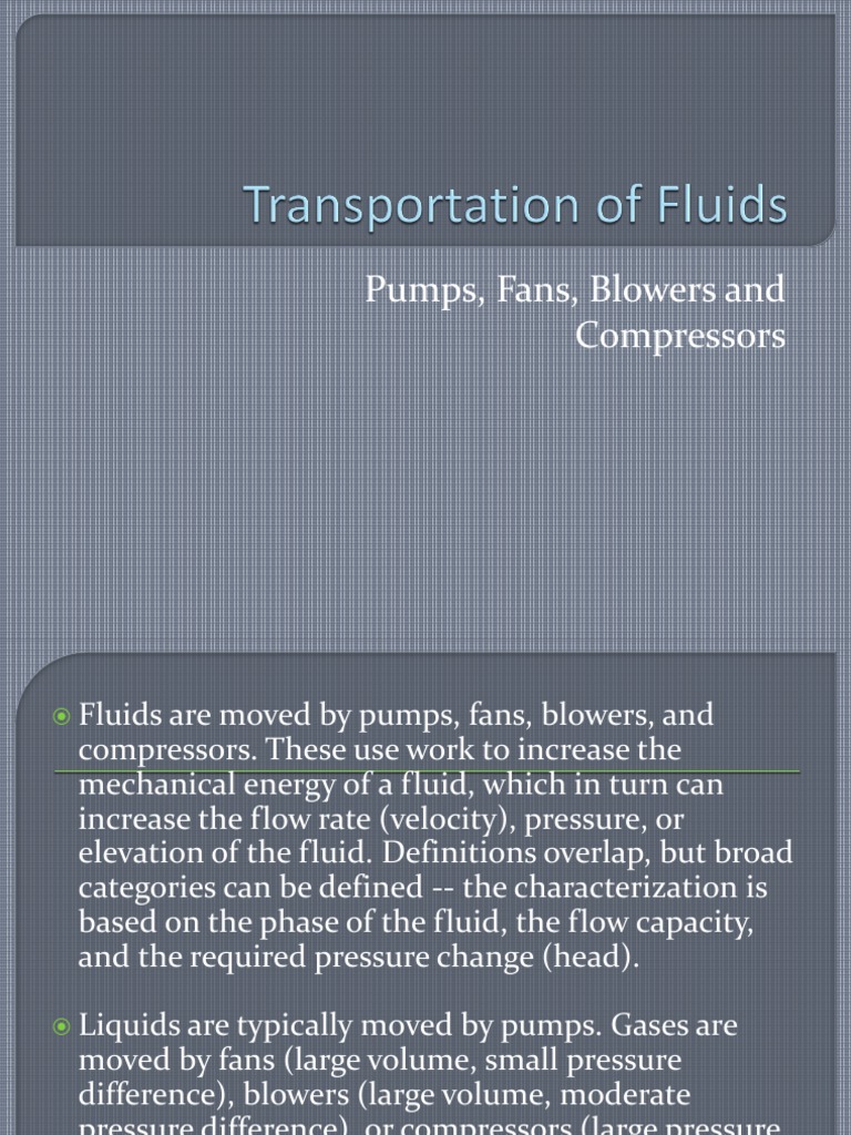 Transportation of Fluids | PDF | Pump | Gas Compressor