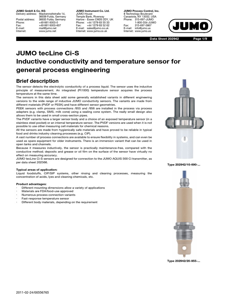 Jumo | Electrical Resistivity And Conductivity | Sensor
