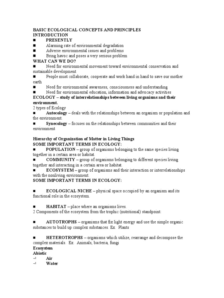 Basic Ecological Concepts and Principles | PDF | Food Web | Ecosystem