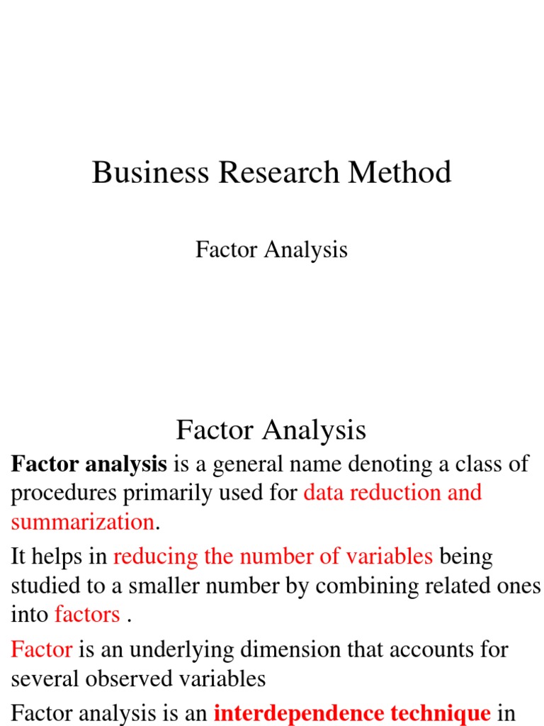 Business Research Method: Factor Analysis | PDF | Factor Analysis | Variance